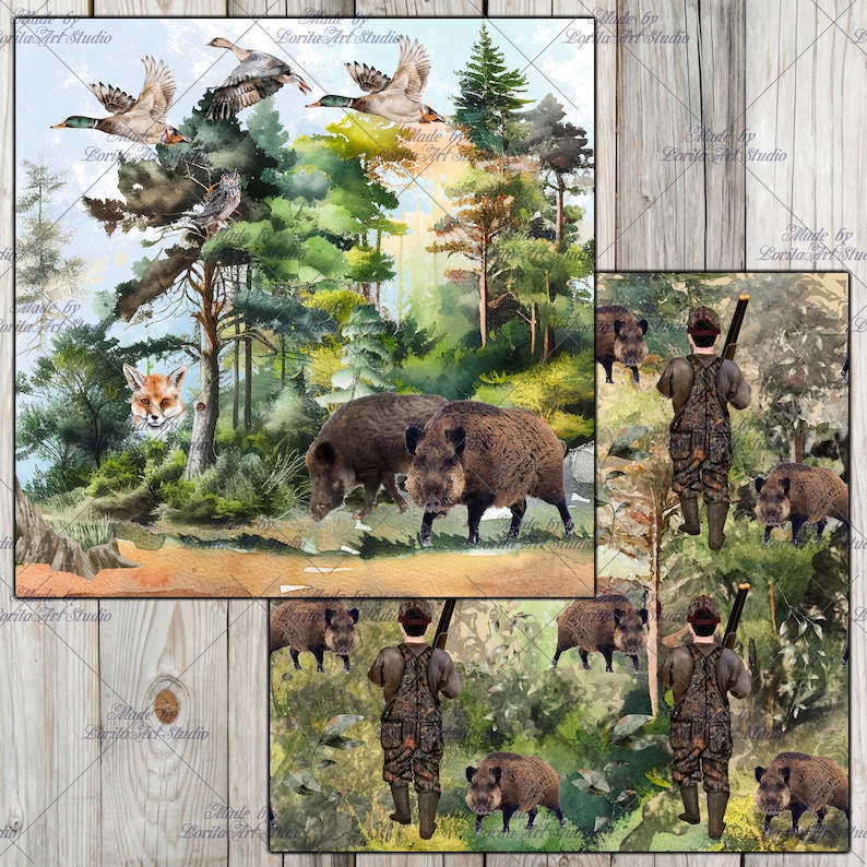 Hunting Day, Hunter Collection, Hunting Digital Papers, Printable ...