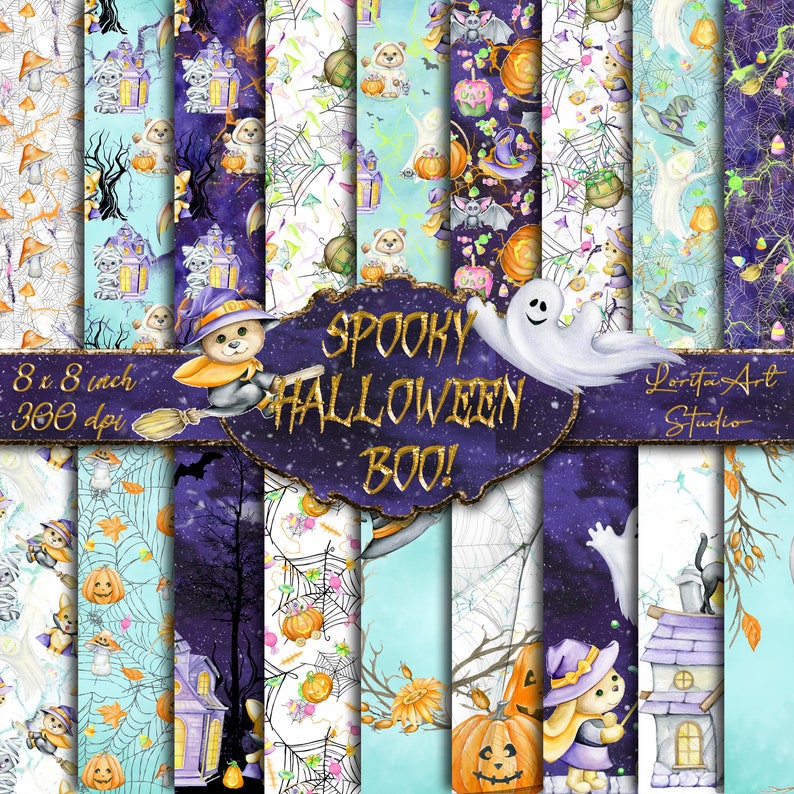 Spooky Halloween Digital Paper, Craft Paper, Cards Making, Scrapbooking ...