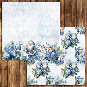 Blue Christmas, Christmas Digital Papers, Xmas Printable, Scrapbooking ...
