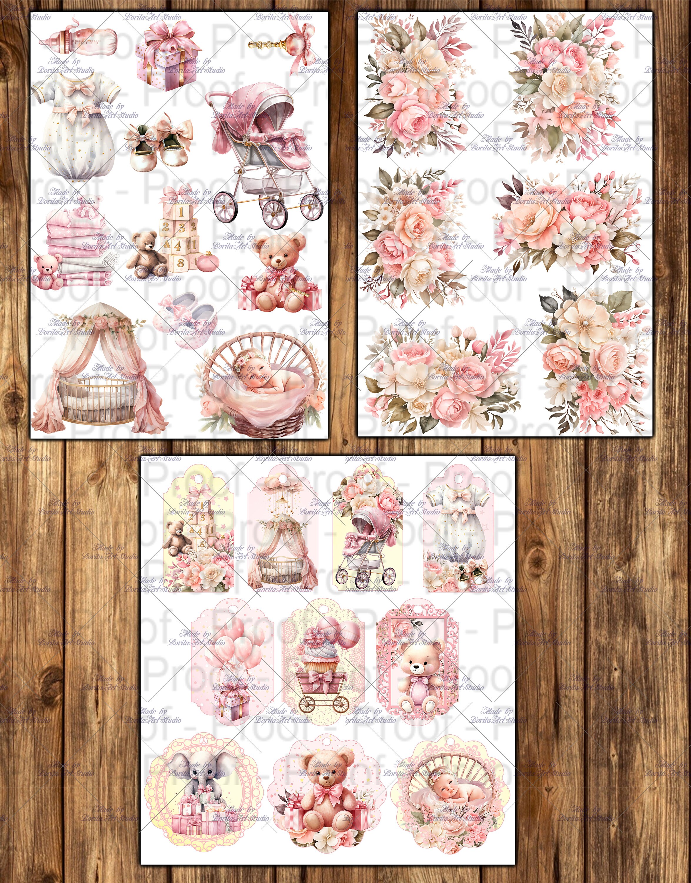 Little Princess , Baby Girl Digital Paper Pack, New Born Girl ...