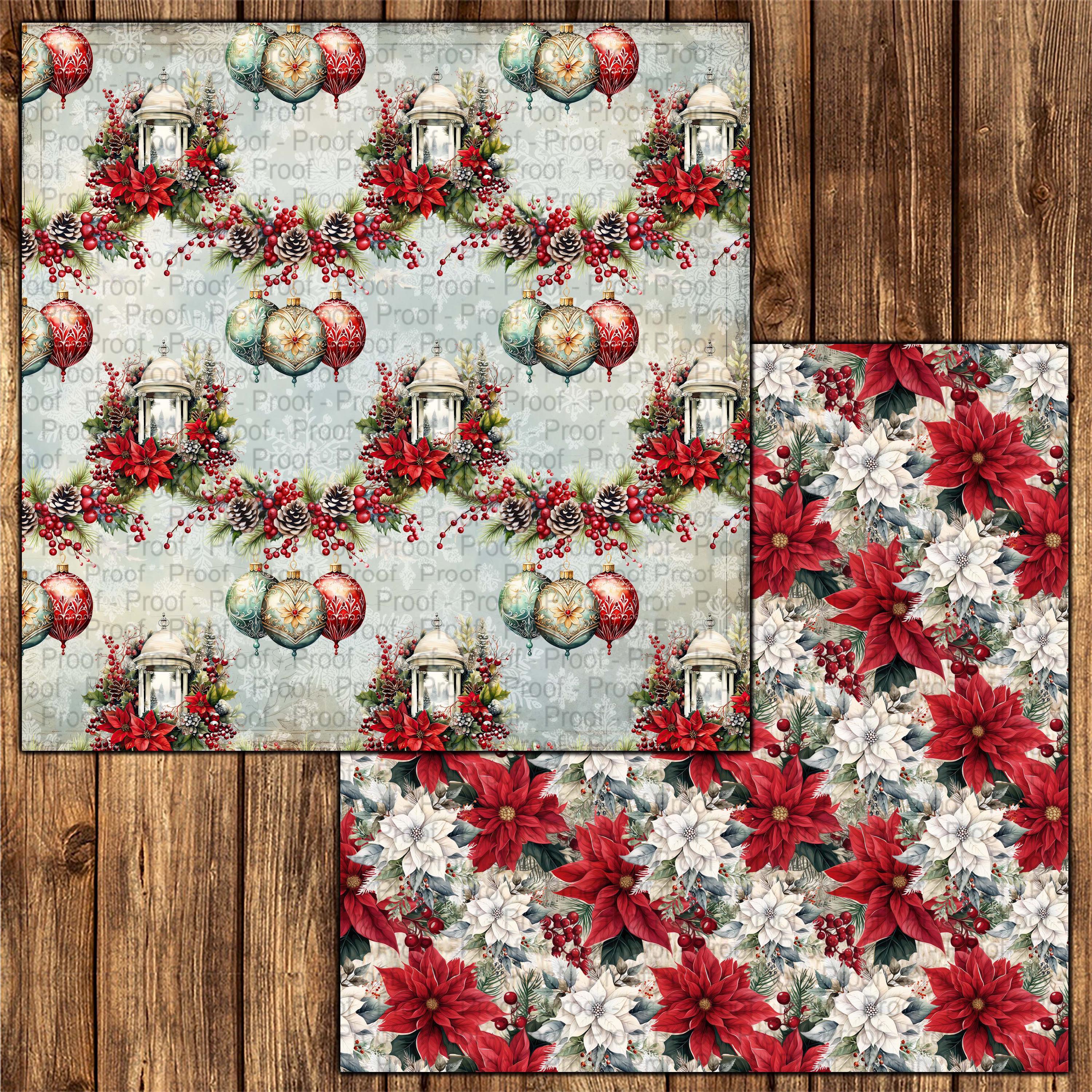 Christmas Basic Papers, Christmas Digital Papers, Xmas Printable ...