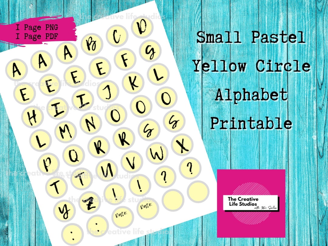 Yellow Pastel Circle Alphabet Printable for Bible Art, Art Journaling ...