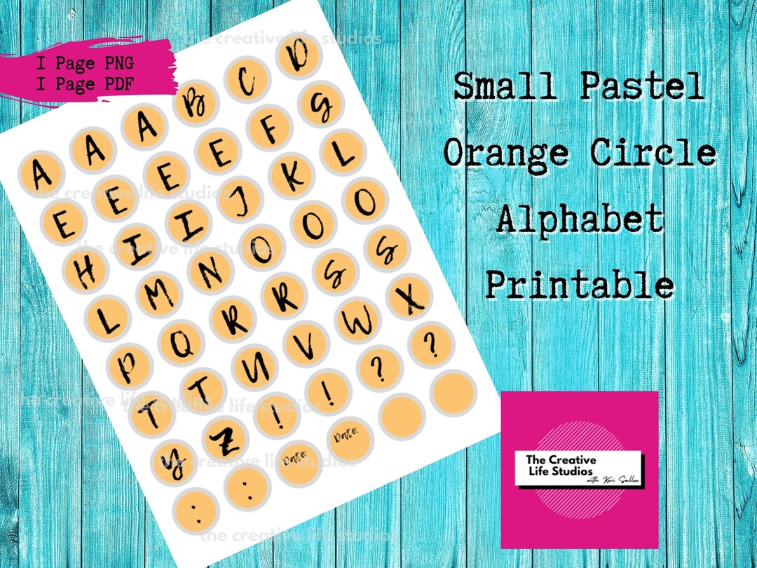 Orange Pastel Circle Alphabet Printable for Bible Art, Art Journaling ...