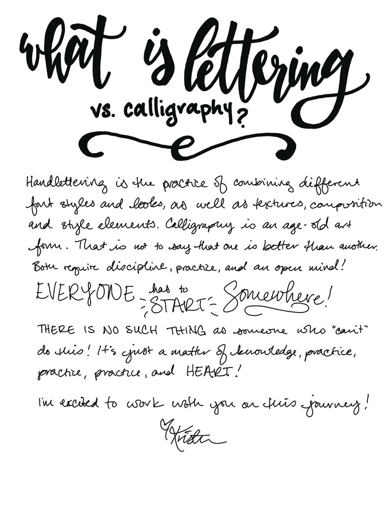 Learn Lettering Sheets basic Practice Sheets Brush | Etsy