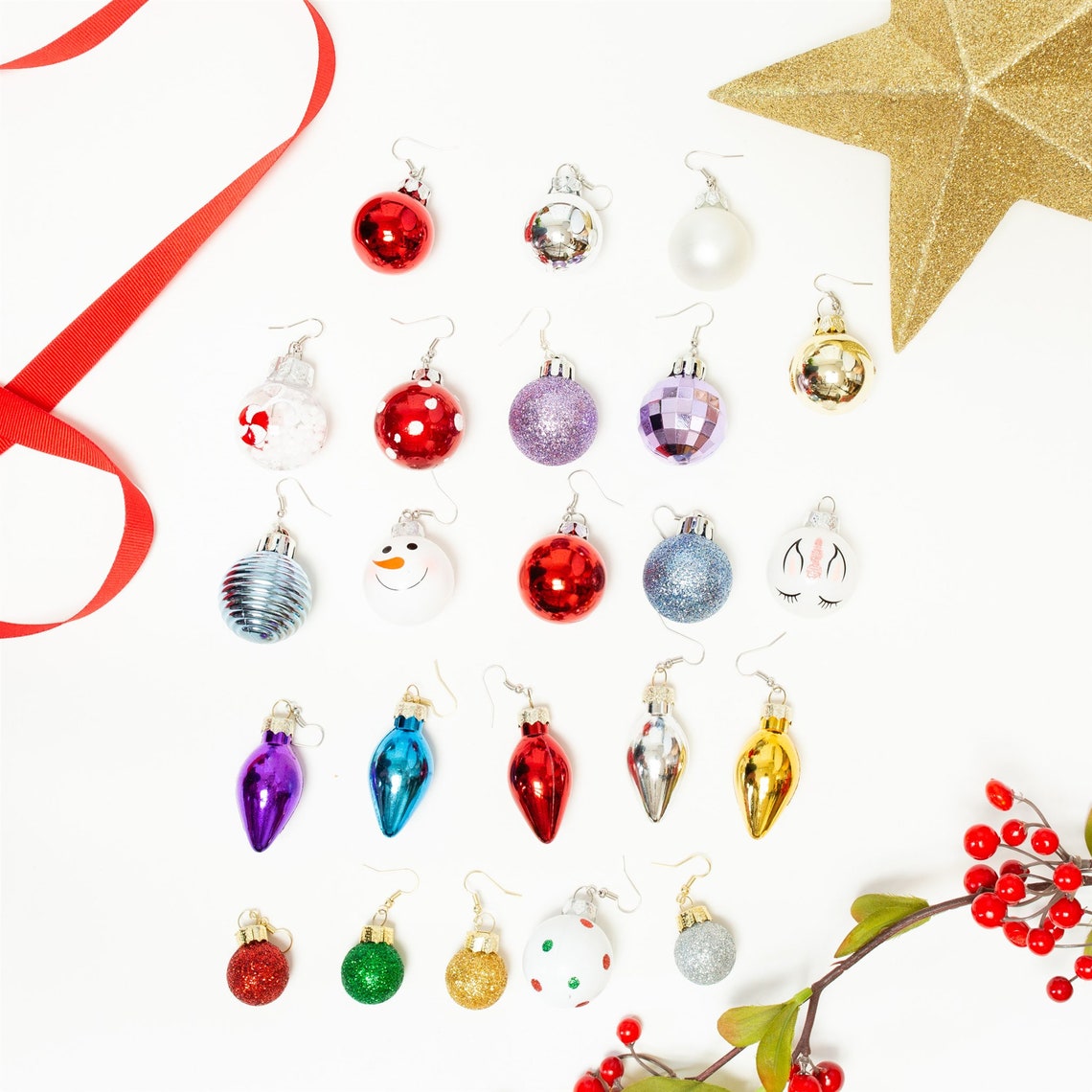 Christmas Earrings Christmas ornament earrings Holiday | Etsy