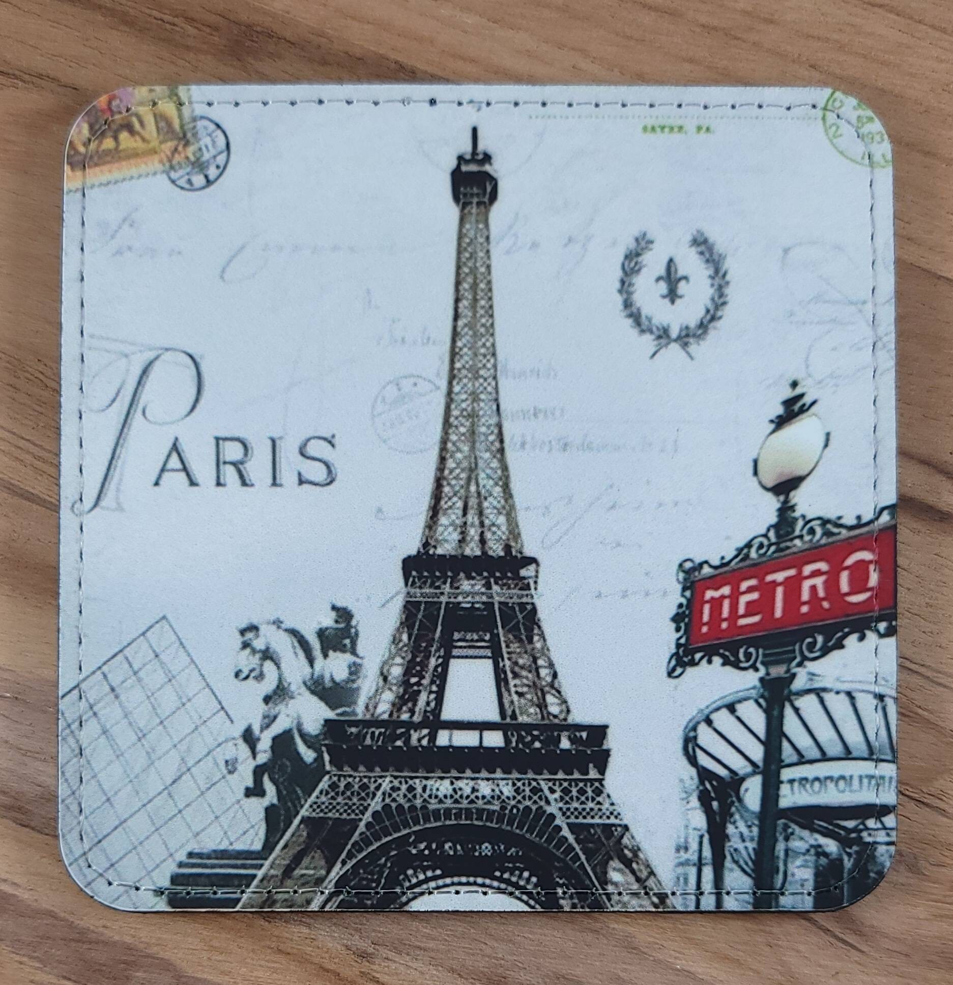 Paris Love Themed Coasters Set of 4 Polyleather or - Etsy Nederland