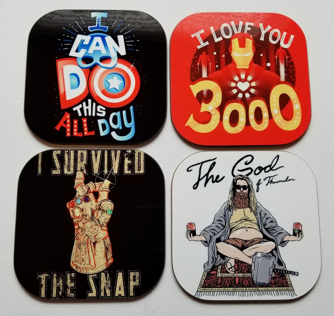 Avengers Endgame Inspired Coasters : Set of 4 Sandstone or Hardboard ...