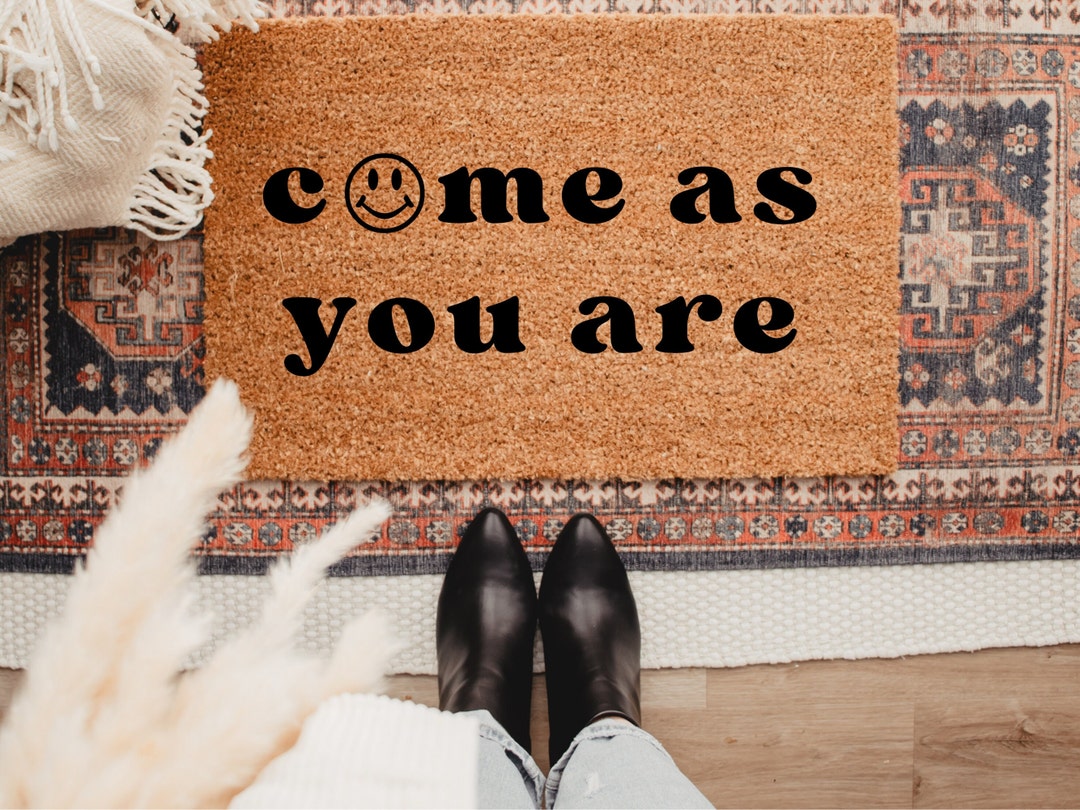 Smiley Face Come as You Are Coir Doormat: Boho Welcome Mat - Etsy