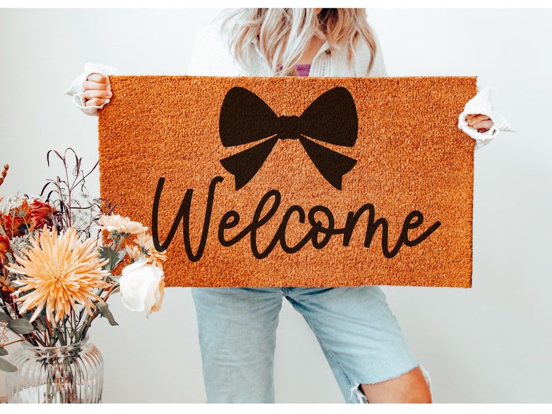Welcome Cute Bow Doormat, Gift Ideas for Friends Girl Mat Housewarming Front Door House Bridal ...