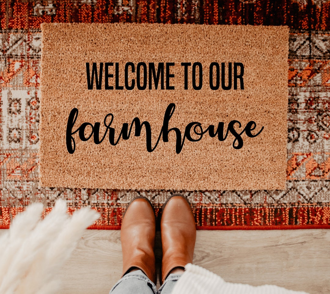 Welcome to Our Farmhouse Doormat, Personalized Welcome Mat ...