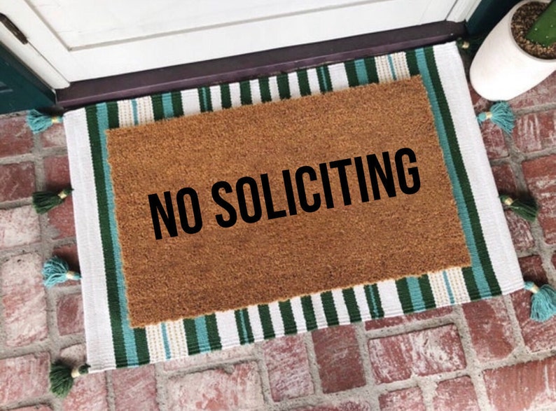 No Soliciting Doormat Custom Mat Go Away Doormat Flocked | Etsy