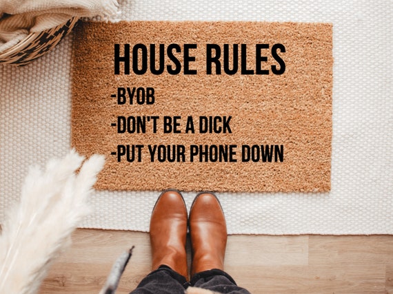 House Rules Doormat Funny Rules Doormat Housewarming Gift | Etsy