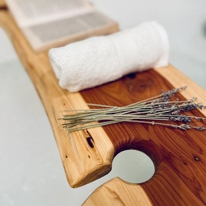 Live Edge Bath Caddy for Her - Wooden Bathtub Tray - Rustic Bath Tray ...