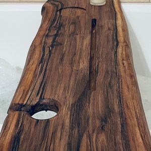 Live Edge Walnut Bathtub Tray - Wood Bath Caddy With Phone & Wine ...