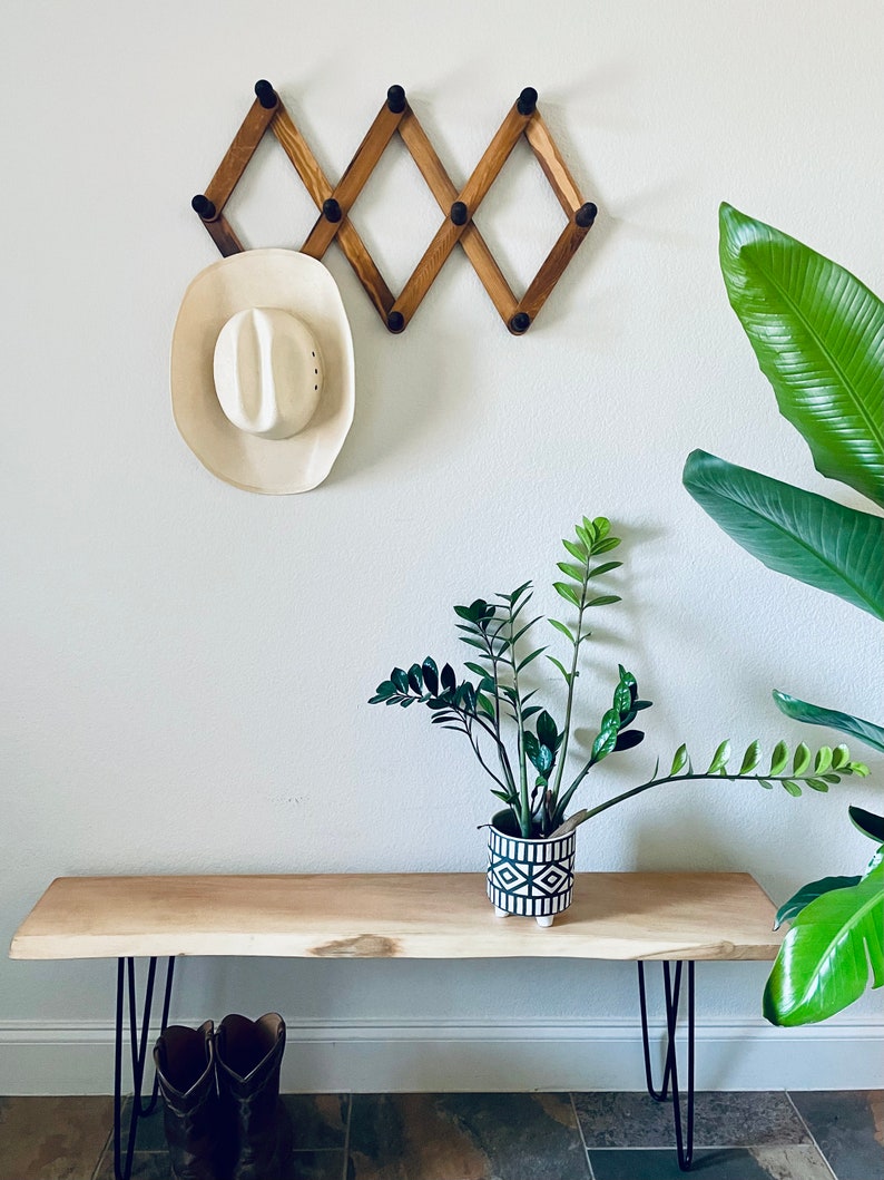 Live Edge Entryway Console Table Bench Mid Century Modern - Etsy