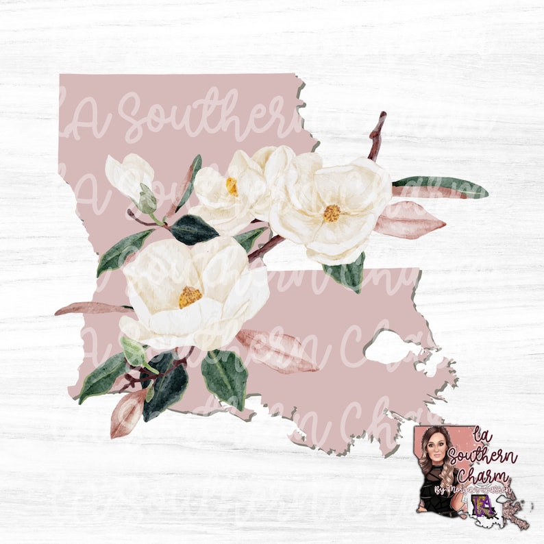 Louisiana Magnolia Digital DOWNLOAD PNG JPEG Design File. La State Love ...