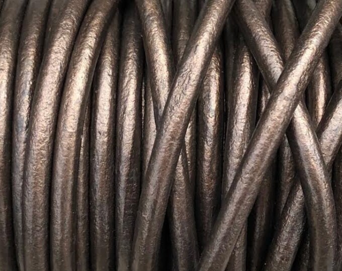 4mm Brown Metallic Round Leather Cord Premium Quality 4mm Round Leather ...