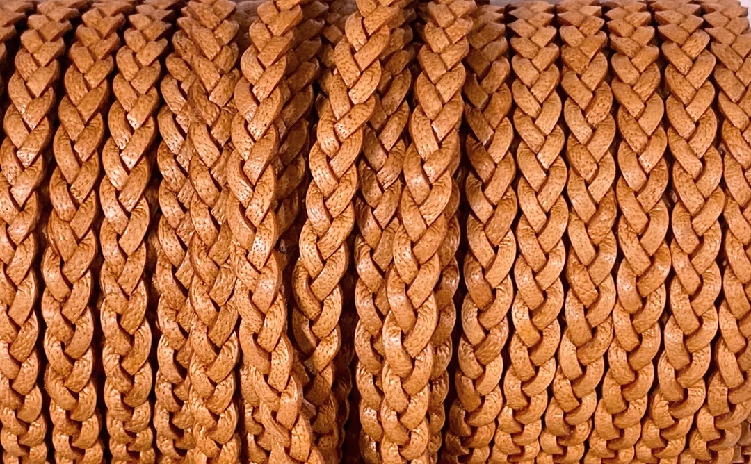 Flat Braided Leather Cord by the Yard 5mm, 9 Natural Tan - Etsy
