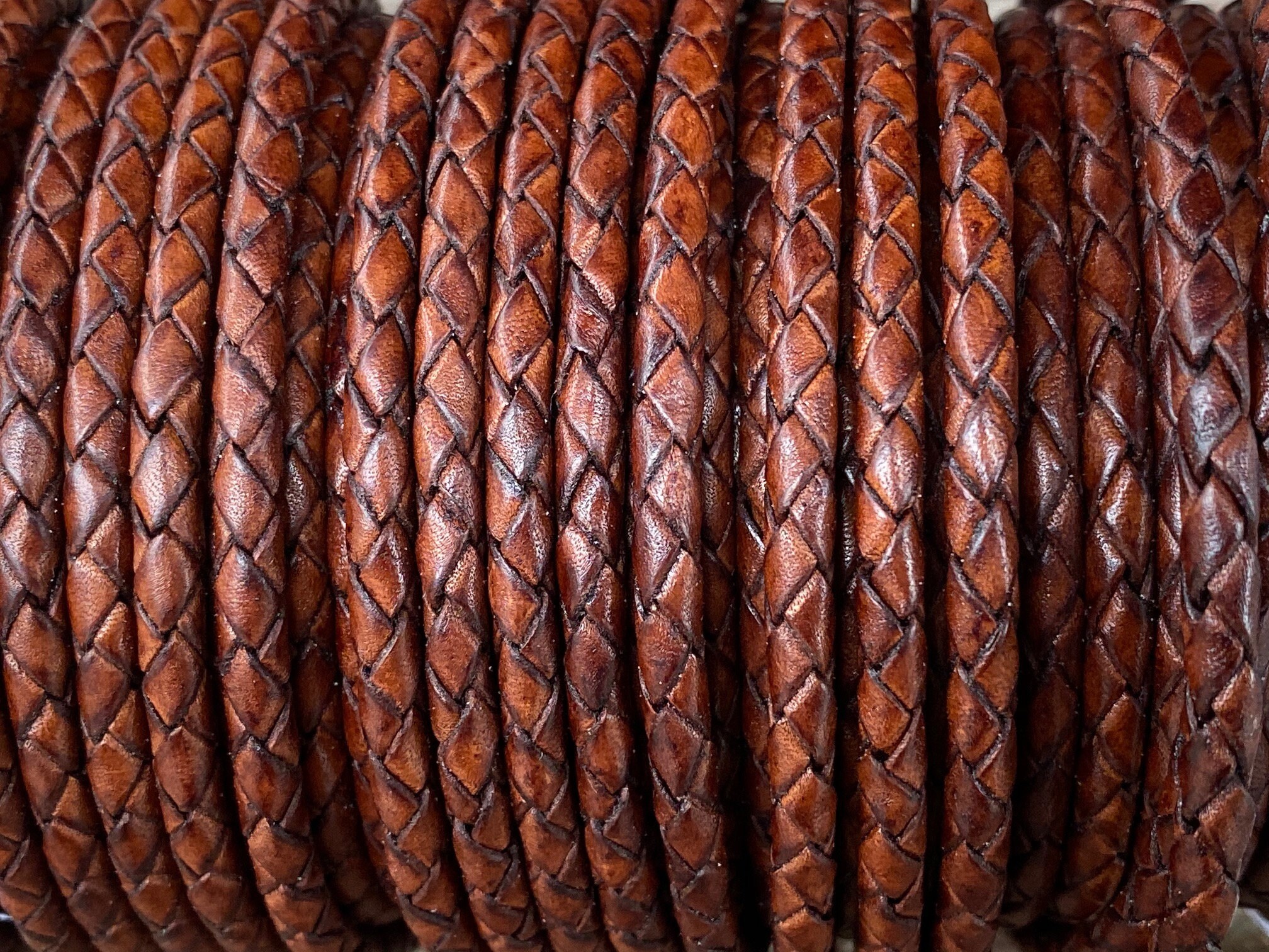 3mm Braided Leather - Premium Distressed Dark Brown - Bolo Braided ...