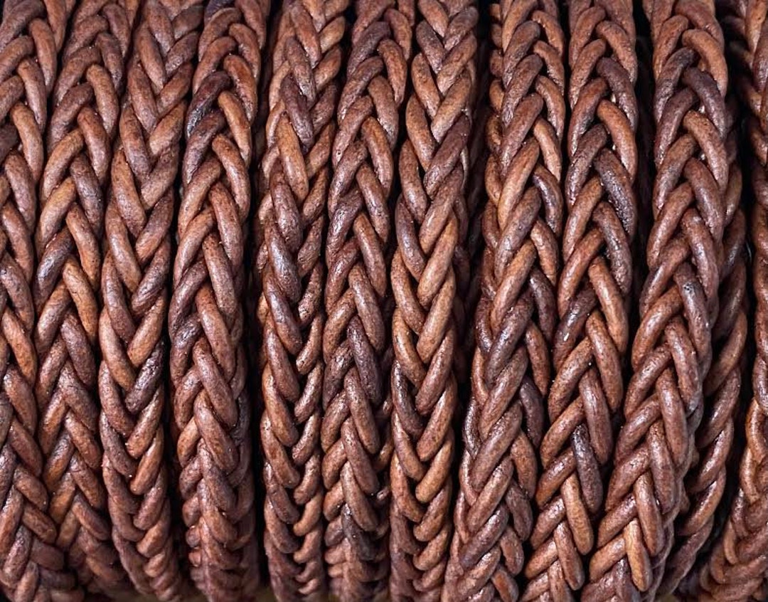 8mm Natural Red Brown Square Braided Bolo Leather Cord - by the Foot ...
