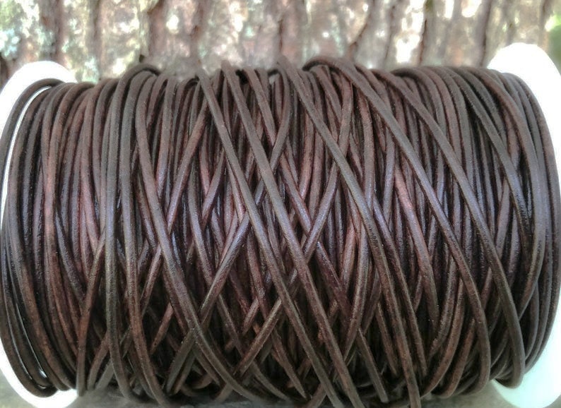 2mm Dark Antique Brown Round Leather Cord, Premium Quality Soft And ...