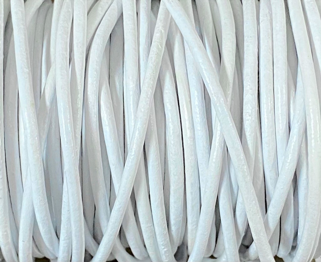 1.5mm Round Leather Cord, White, 1.5mm White Leather Cord, LCR15 ...