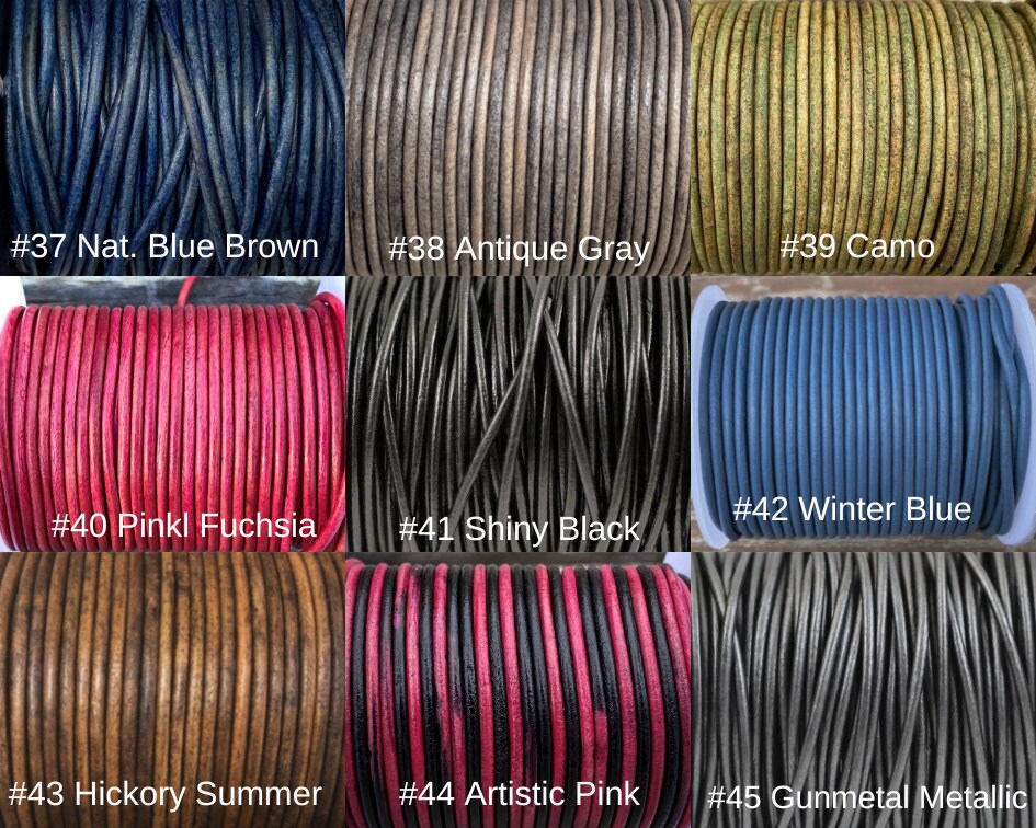 Jewelry & Beauty Distressed Leather Cord by the Yard Metallic 2mm ...