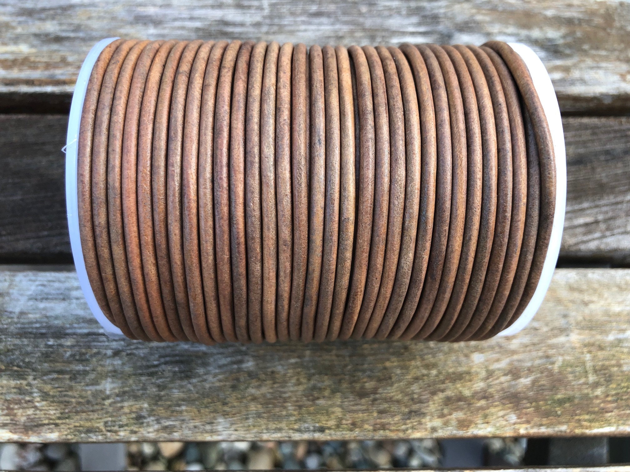 3mm Round Leather Cord - Antique Oak - Premium Indian Leather Cord - By ...