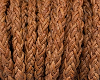 7mm Round Bolo Braided Leather Cord 8 Ply 7mm Natural Brown | Etsy