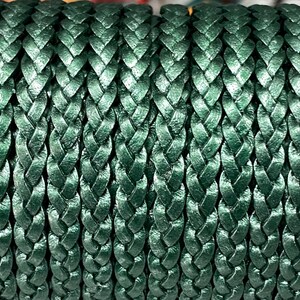 Flat Braided Leather Cord by the Yard 5mm, Flat Braided Metallic ...