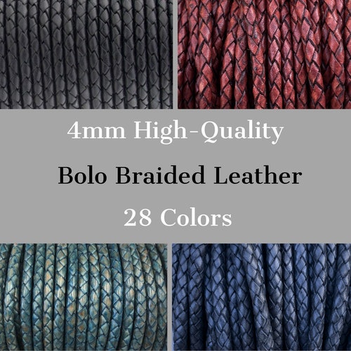 3/4/5mm Round Braided Leather 10 Colors High-quality Bolo - Etsy