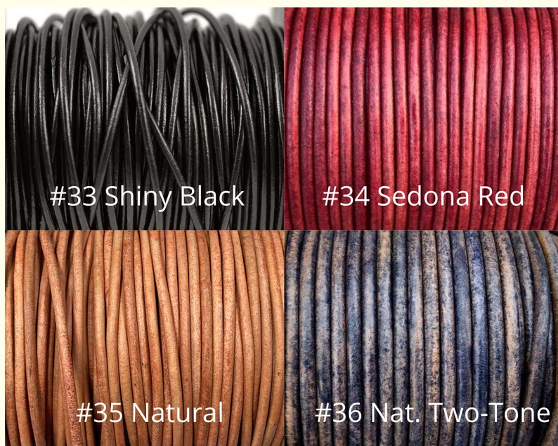 3mm leather cord / round leather/ 36 colors/ leather by the | Etsy