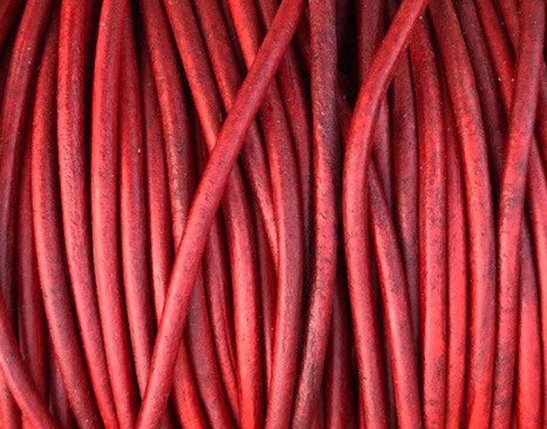 3mm Natural Red Round Leather Cord, Premium Quality European Leather ...