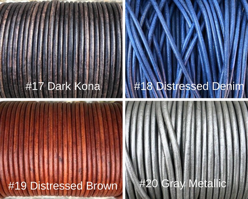 3mm leather cord / round leather/ 36 colors/ leather by the | Etsy