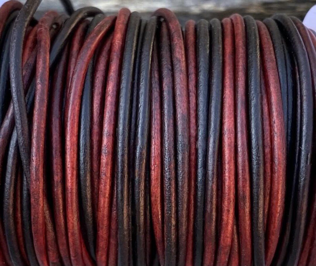 2mm Round Leather Cord - 2mm Gypsy Red - 2mm Premium Round Leather Cord ...