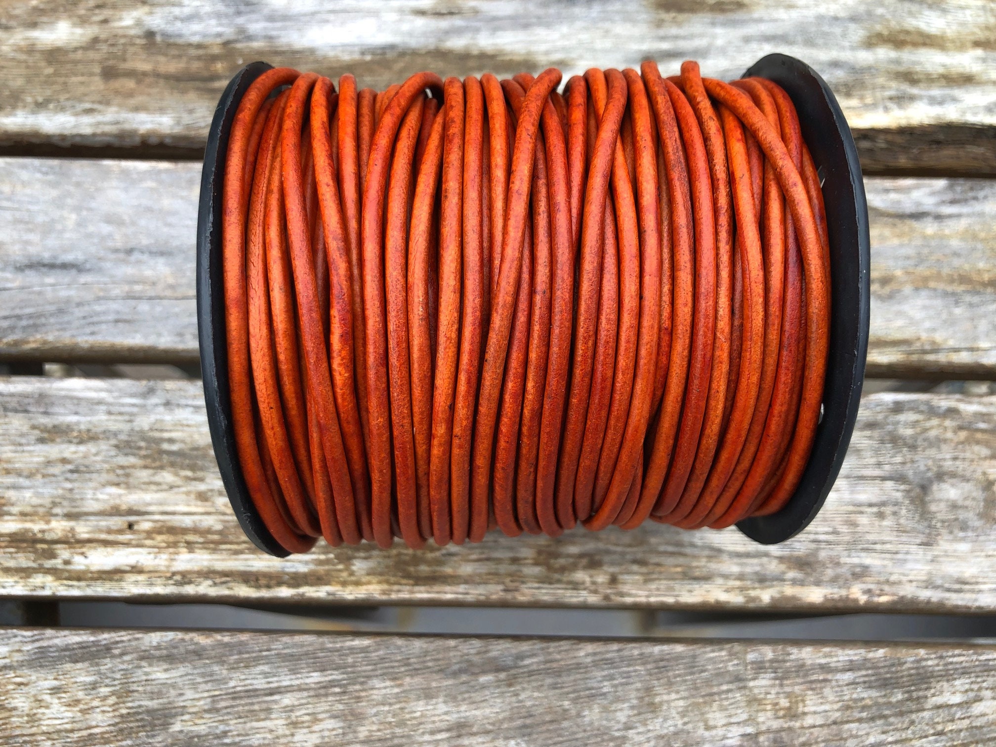3mm Natural Orange Round Leather Cord, Premium Quality European Leather ...