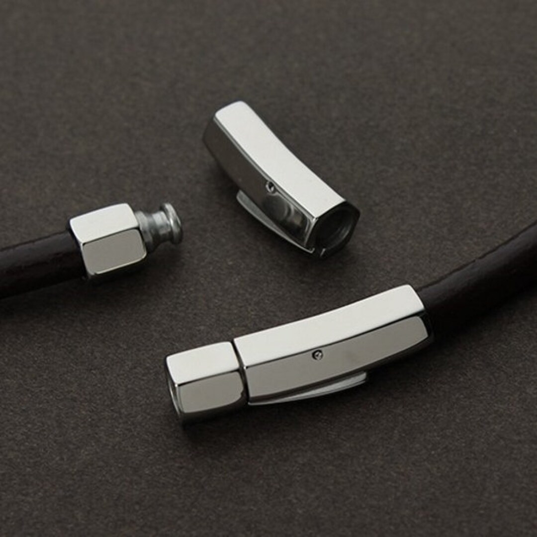 Stainless Steel Locking Clasp Bayonet Style Leather Cord Clasp Snap-in ...