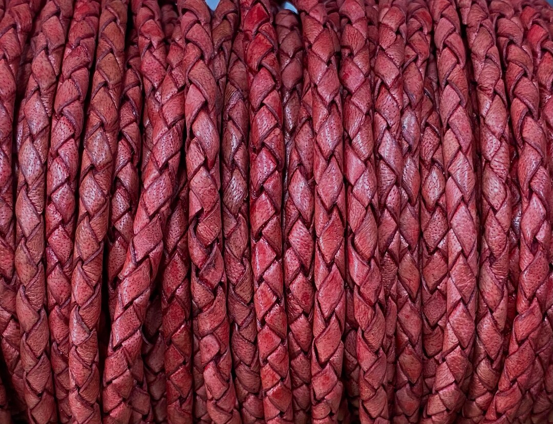 4mm Braided Leather Chili Red Bolo Braided Leather Cord by the Yard ...