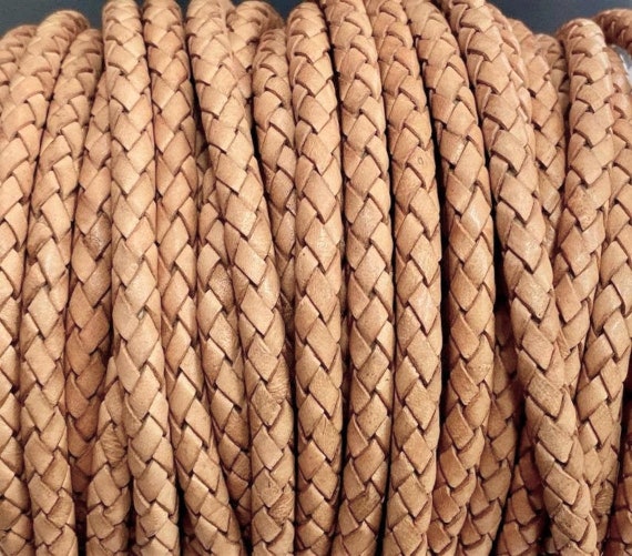 4mm Premium Bolo Braided Leather Natural Tan Bolo Braided | Etsy