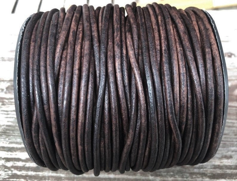 3mm Round Leather Cord - Dark Brown - 3mm Premium Dark Brown Round ...
