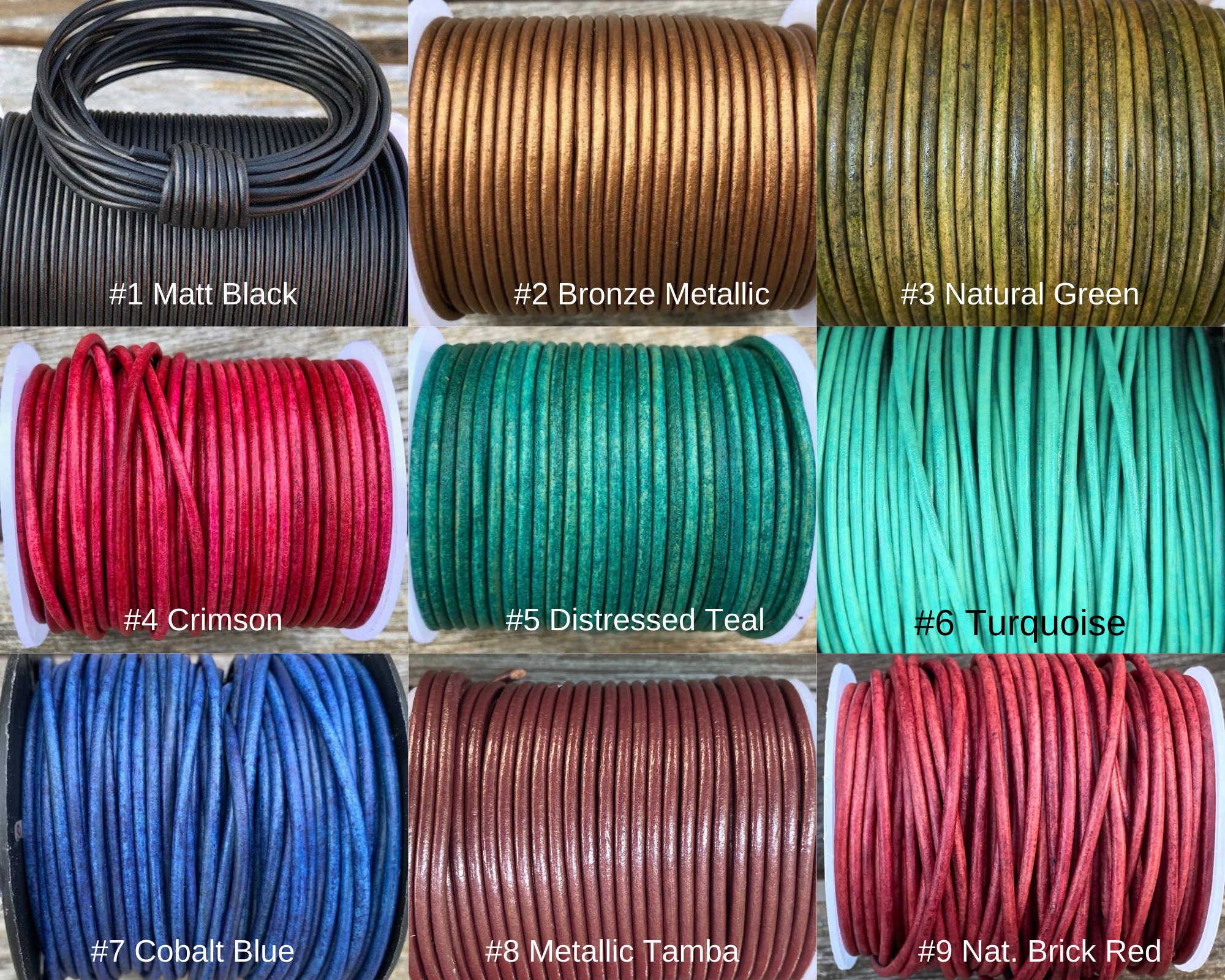 2mm Leather Cord - Lead Free Round Natural Regular Metallic Distressed ...