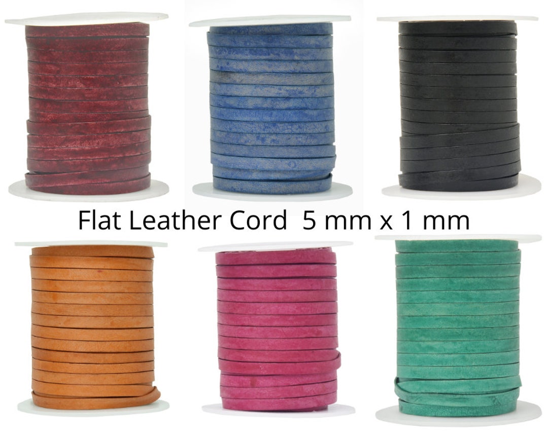 Flat Leather Cord 5mm, 5mm Premium Genuine Flat Leather Cord, 5mm X 1 ...