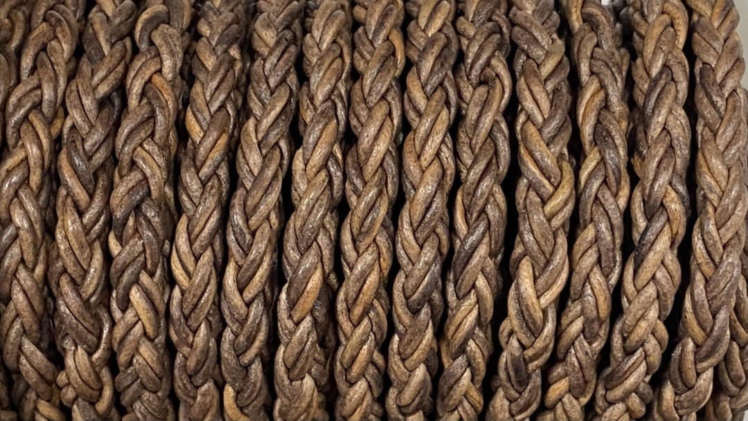 5mm Round Braided Leather Cord - Walnut Wood - Natural Dye - 5mm Wide ...