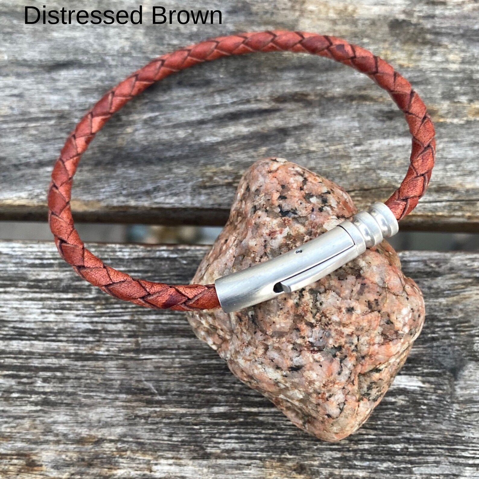 Mens Leather Bracelet With Stainless Steel Locking Secure Clasp, 4mm ...