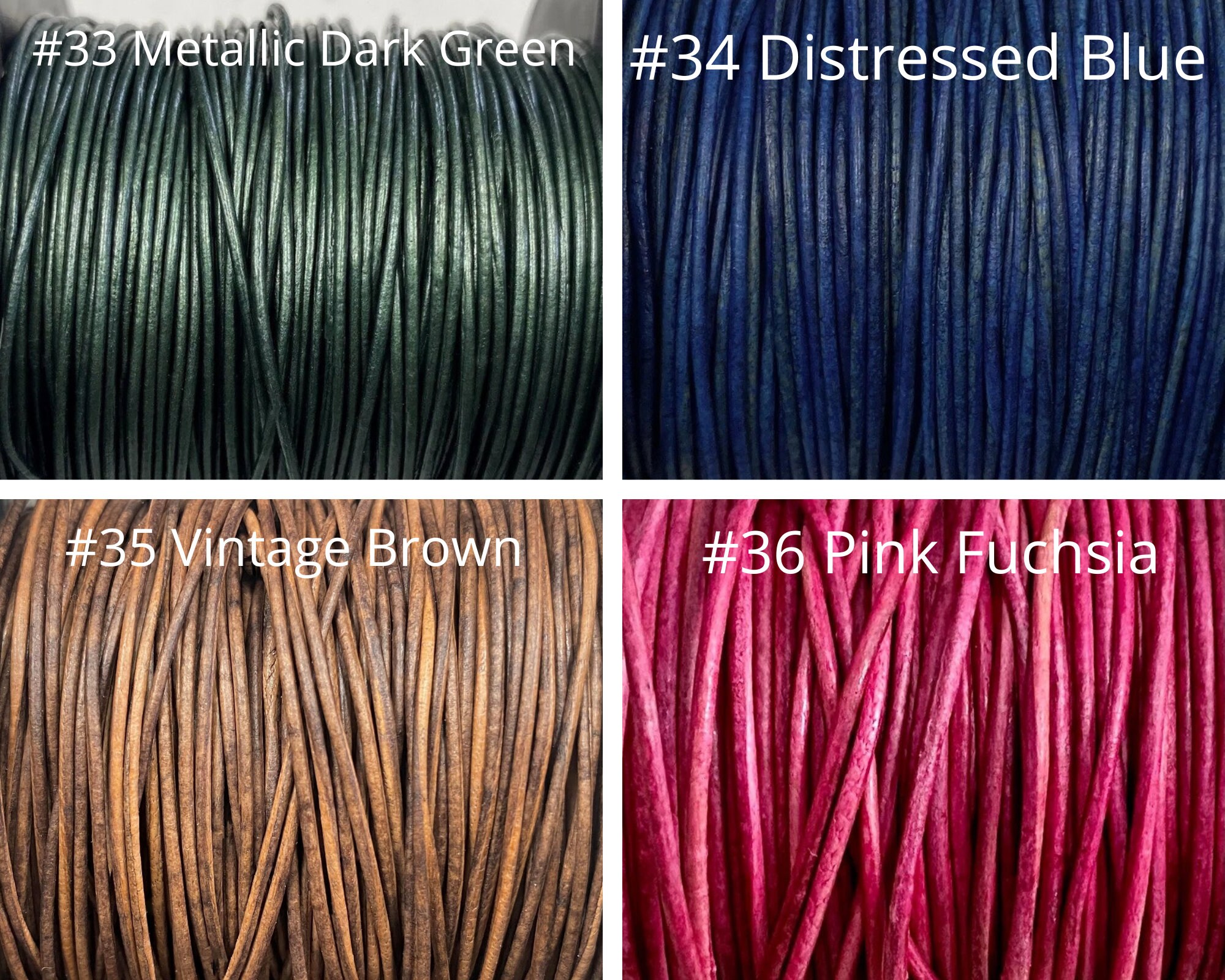 1mm Round Leather Cord - 32 Colors - Premium European 1mm Leather Cord ...
