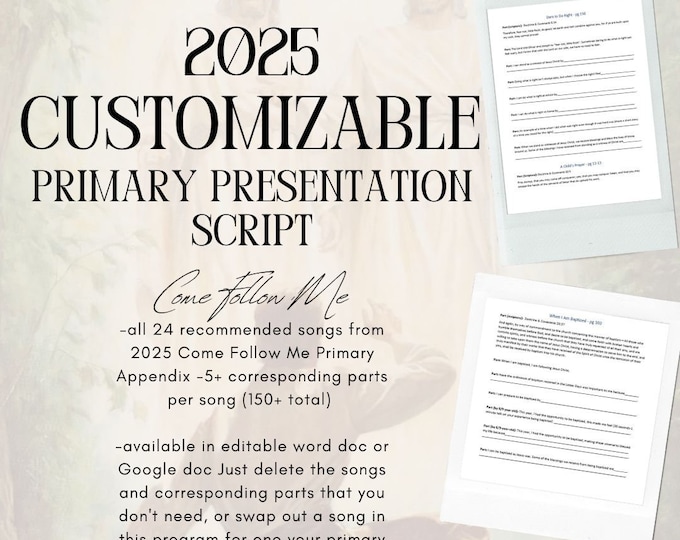2024 CUSTOMIZABLE Primary Program Script- Come Follow Me Book of Mormon ...