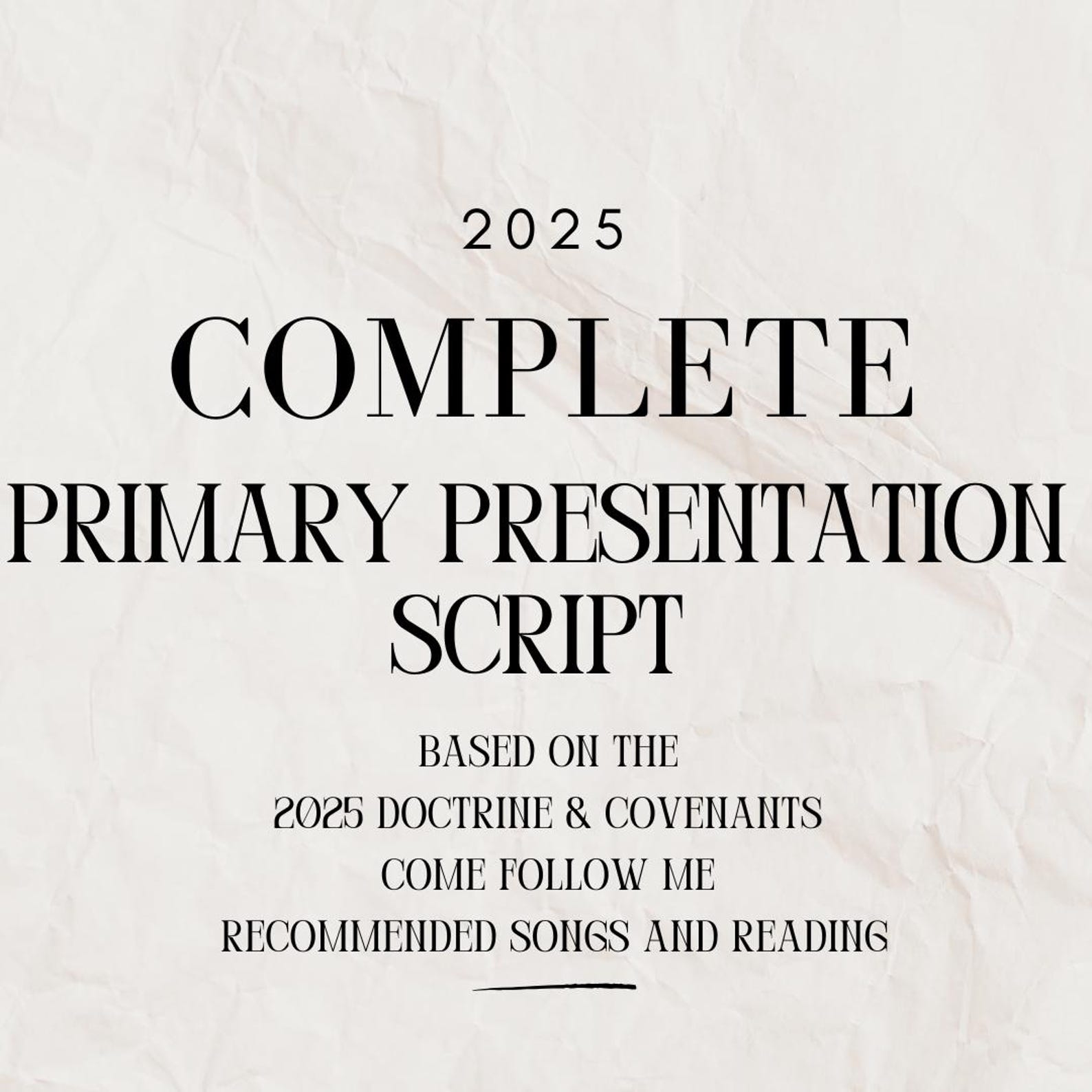 2025 COMPLETE Primary Program Script- Come Follow Me Doctrine and ...