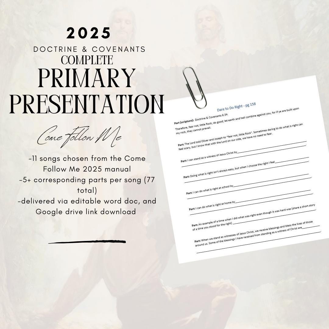 2025 COMPLETE Primary Program Script- Come Follow Me Doctrine and Covenants Latter-day Saint ...