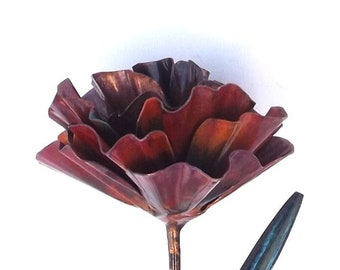 Carnation, Single Stem Copper Sculpture Flower built/created/made by ...