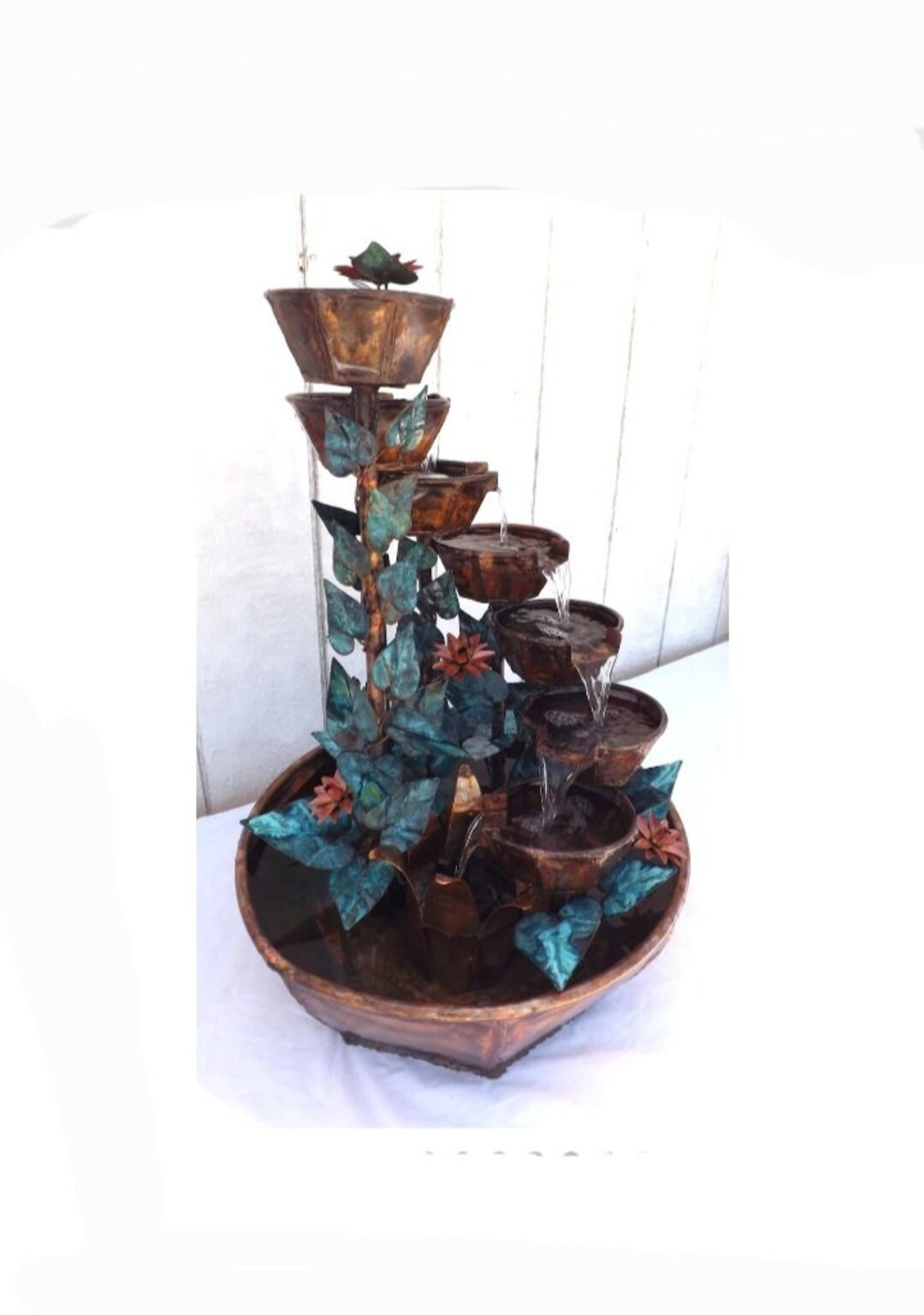 7 Tiered Copper Waterfall Fountain Extra Lg. Table Size 30" Tall, 22 ...